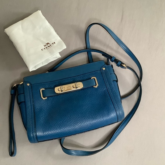 Coach | Bags | Coach Small Leather Crossbody Dark Blue | Poshmark